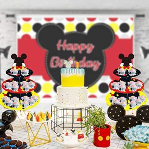 Large 3-Tier Mickey Minnie Cupcake Stand 12Inch Cardboard Cupcake Tray for Wedding Birthday Baby Shower Mickey Minnie Birthday Party Supplies