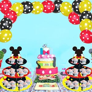 Large 3-Tier Mickey Minnie Cupcake Stand 12Inch Cardboard Cupcake Tray for Wedding Birthday Baby Shower Mickey Minnie Birthday Party Supplies