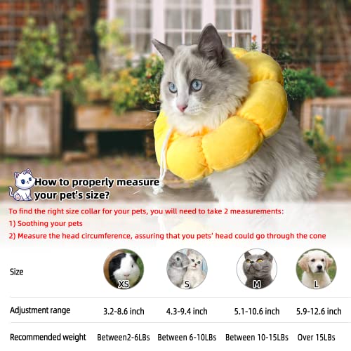 KUDES Cat Small Dog Recovery Collar, Cute Sunflower Neck Cone After Surgery, Adjustable Pet E Collar, Wound Healing Protective Cone Surgery Recovery Elizabethan Collars for Small Pet