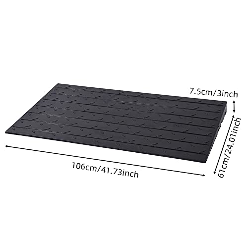 3" Rubber Threshold Ramp, 2200 Lbs Load Capacity, 3 Channels Cord Cover Can Be Used for Wire, Non-Slip Surface Rubber Solid Threshold Ramp for Wheelchair, Scooter, Mobility Scooters