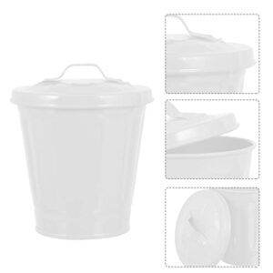 POPETPOP Mini Trash Can with Lid- Tiny Desktop Wastebasket Metal Garbage Bin Pen Holder Flowerpot Small Buckets Organizer for Home Office Kitchen