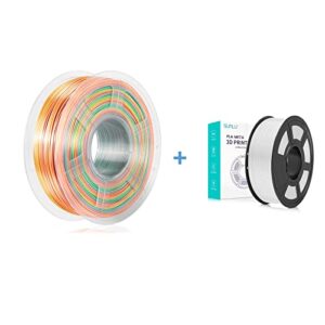 sunlu rainbow silk pla+ 3d printer filament and pla meta white, 3d printing pla+ filament 1.75mm, 1kg(2.2lbs) spool, rainbow