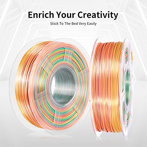 SUNLU Rainbow Silk PLA+ 3D Printer Filament and PLA Meta White, 3D Printing PLA+ Filament 1.75mm, 1kg(2.2LBS) Spool, Rainbow