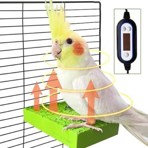 gifank bird heater for cage bird perch stand warmer snuggle up for african grey, parakeets, parrots, small birds 12v 3.3"x6"