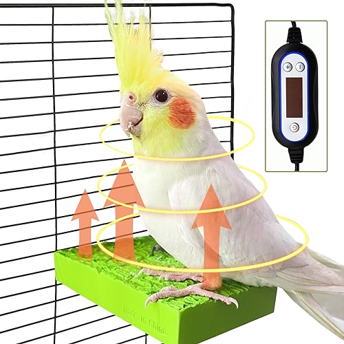 GIFANK Bird Heater for Cage Bird Perch Stand Warmer Snuggle Up for African Grey, Parakeets, Parrots, Small Birds 12V 3.3"x6"