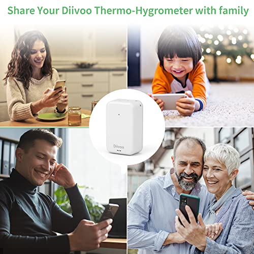 WiFi Temperature Sensor 3 Pack, Diivoo Remote Thermometer Compatible with Alexa, Wireless Humidity Monitor with App Notification Alert, Smart Hygrometer Meter for Home, Pet, Indoor