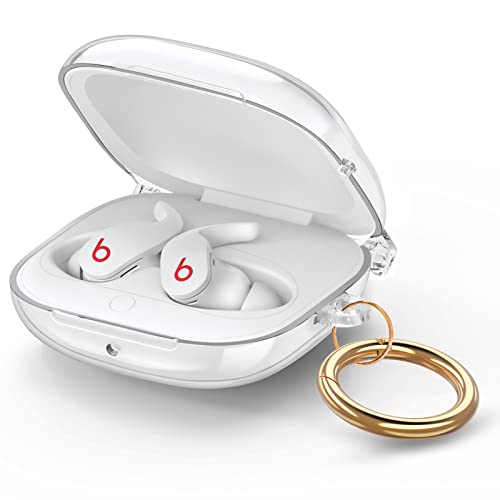 Beats Fit Pro Case Cover,AIRSPO Clear Case for Apple Beats Fit Pro 2021 Shockproof Protective Beats Fit Pro Earbuds Case Covers with Keychain (Clear)