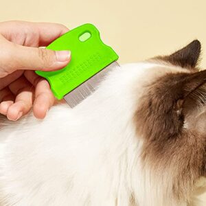 2 Pcs Flea Comb,Dog Comb Cat Comb Dog Hair Comb Pet Combs Pet Grooming Comb Flea Lice Comb Cat Grooming Supplies for Dog/Cat/Small Pets (Blue and Green)