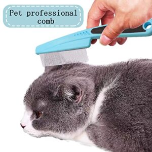 2 Pcs Flea Comb,Dog Comb Cat Comb Dog Hair Comb Pet Combs Pet Grooming Comb Flea Lice Comb Cat Grooming Supplies for Dog/Cat/Small Pets (Blue and Green)