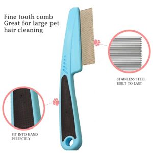 2 Pcs Flea Comb,Dog Comb Cat Comb Dog Hair Comb Pet Combs Pet Grooming Comb Flea Lice Comb Cat Grooming Supplies for Dog/Cat/Small Pets (Blue and Green)