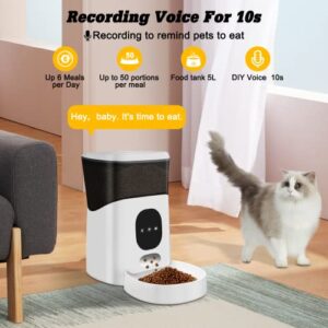 TNELTUEB Automatic Cat Feeder,APP Control 2.4G WiFi Smart Pet Dry Food Dispenser,up to 10 Meals per Day 10S Voice Recorder for Cats Dogs (5L)