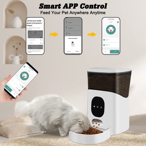 TNELTUEB Automatic Cat Feeder,APP Control 2.4G WiFi Smart Pet Dry Food Dispenser,up to 10 Meals per Day 10S Voice Recorder for Cats Dogs (5L)