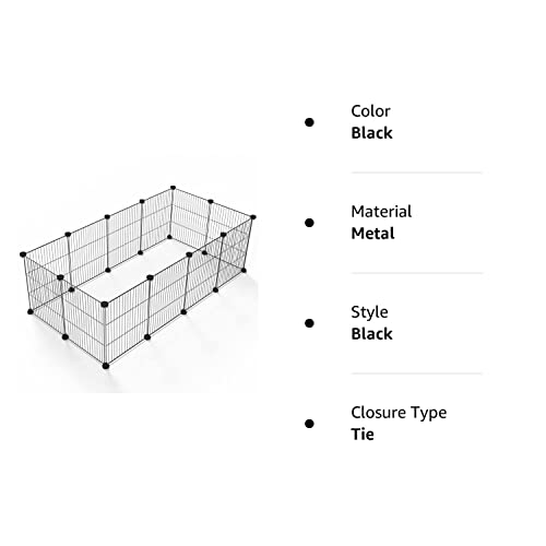 LURIVA DIY Small Animal Pet Playpen, Guinea Pig Cages, Rabbit Playpen, Dog/ Puppy Playpen, Indoor Portable Metal Wire Yard Fence, 15 X 12 Inch, 12 Panels, Black