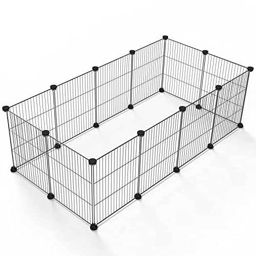 LURIVA DIY Small Animal Pet Playpen, Guinea Pig Cages, Rabbit Playpen, Dog/ Puppy Playpen, Indoor Portable Metal Wire Yard Fence, 15 X 12 Inch, 12 Panels, Black