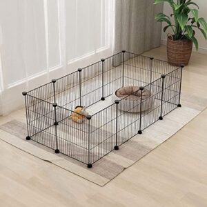 LURIVA DIY Small Animal Pet Playpen, Guinea Pig Cages, Rabbit Playpen, Dog/ Puppy Playpen, Indoor Portable Metal Wire Yard Fence, 15 X 12 Inch, 12 Panels, Black