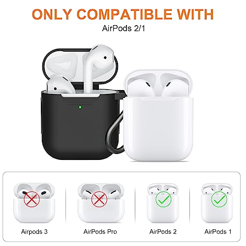 SUPFINE (2 in 1) for Airpod Case Cover, Soft Silicone Protective and Airpod Cleaner Kit Compatible with Airpods 2nd Generation Charging Case (Black)