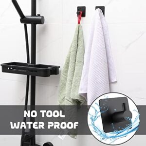 Shimeyao 16 Pcs Black Adhesive Hooks Heavy Duty Wall Hooks Bathroom Towel Hook Matte Black Stainless Steel Waterproof for Hanging Coat Hat Towel Robe Key Clothes Office Kitchen Bathroom