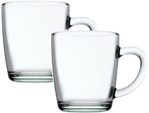 clear glass coffee mugs, 11.5 ounces- glass coffee cups with handle, cappuccino, espresso, tea, latte cups, cups for drinking hot beverages, large capacity, 2 pack (clear)