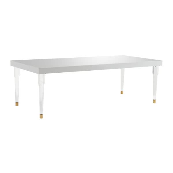 TOV Furniture 30" H MDF Wood and Acrylic Dining Table in White Glossy Lacquer