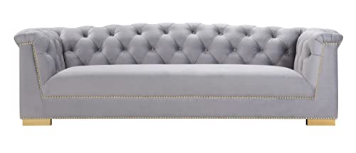 TOV Furniture Farah Grey Velvet Sofa