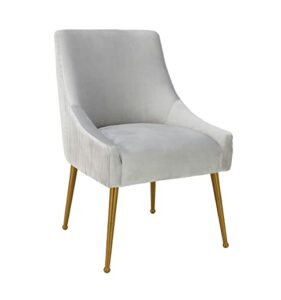 tov furniture beatrix 19" transitional velvet side chair in light gray