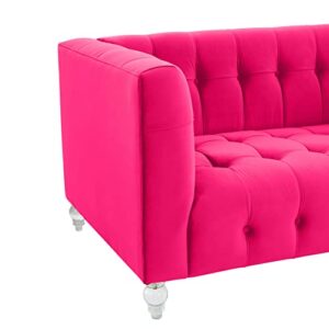 TOV Furniture Bea Hot Pink Velvet Upholstered Loveseat