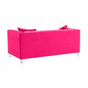 TOV Furniture Bea Hot Pink Velvet Upholstered Loveseat