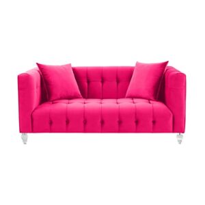 TOV Furniture Bea Hot Pink Velvet Upholstered Loveseat