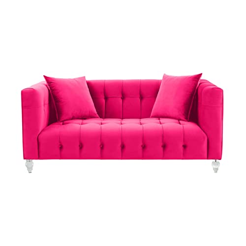 TOV Furniture Bea Hot Pink Velvet Upholstered Loveseat