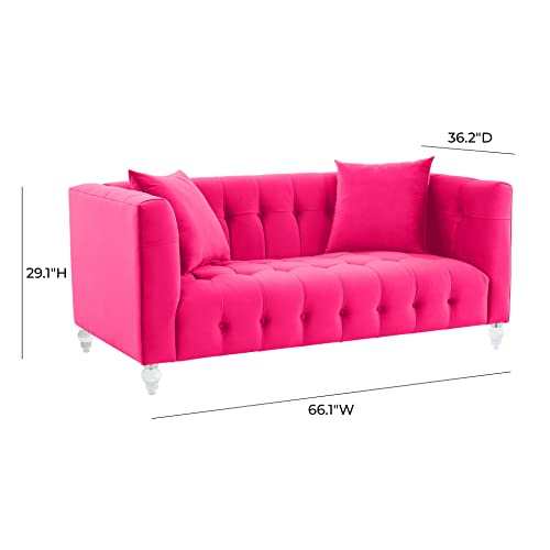 TOV Furniture Bea Hot Pink Velvet Upholstered Loveseat