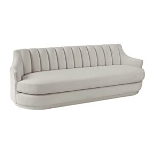 tov furniture peyton 27" h transitional velvet and pine wood sofa in light gray