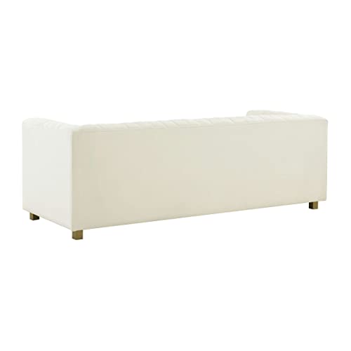 TOV Furniture Wafa 30.4" H Transitional Velvet Upholstered/Wood Sofa in Cream