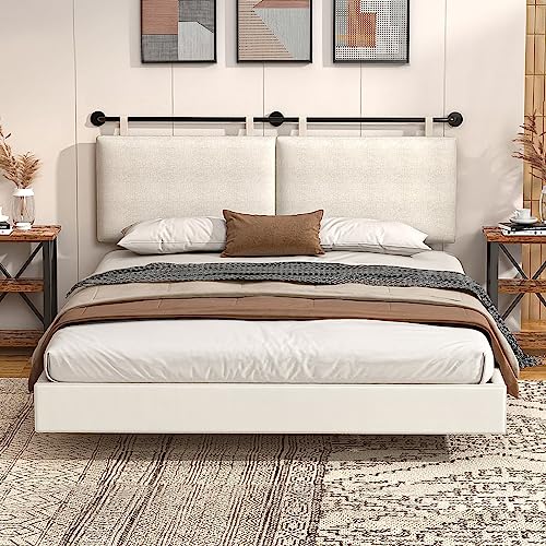 BSHOMGI Headboard for Queen Size Bed, Wall Mounted Headboard with Linen Queen Headboard Only Height Adjustable Beige Head Boards for Bedroom(Beige, Queen)