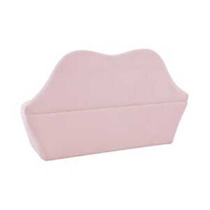 TOV Furniture Upholstered Transitional Velvet Lips Settee in Blush Pink