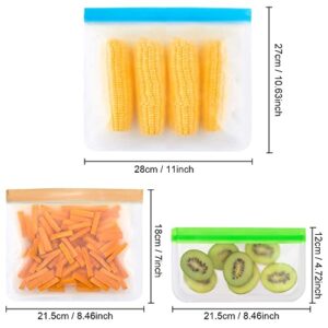 Reusable Food Storage Bags, ZIKO PEVA Reusable Freezer Bags Food Grade Material snack bags sandwich bags Easy Seal Leakproof Reusable Ziplock bags for Marinate Food Fruits Meal Prep Travel Item