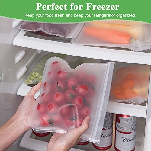 Reusable Food Storage Bags, ZIKO PEVA Reusable Freezer Bags Food Grade Material snack bags sandwich bags Easy Seal Leakproof Reusable Ziplock bags for Marinate Food Fruits Meal Prep Travel Item