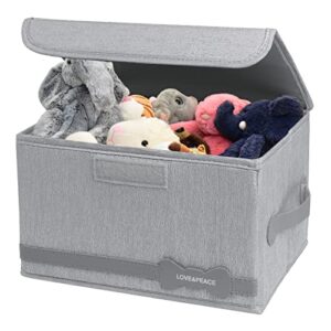 8.5l 9quart cute storage bins with lids, fabric decorative storage box bin basket cube with lid and leather handles, foldable, washable, for closet bedroom nursery home (grey 10.4 x 7.9 x 6.3)