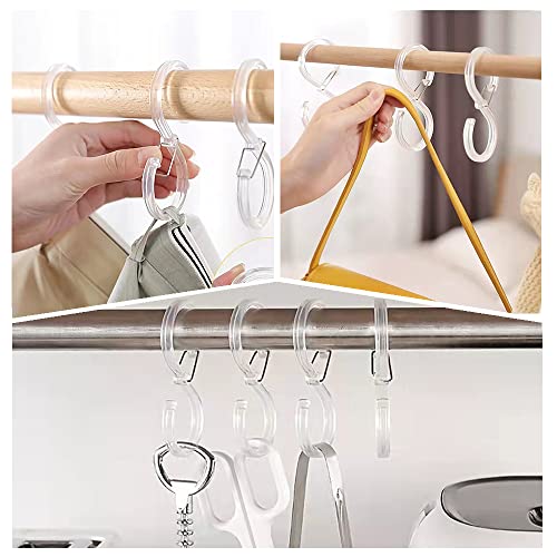 8 Pcs S Hooks Safety Buckle Hook Hanging Hooks for Hanging Pots and Pans Plants Clothes(Transparent)