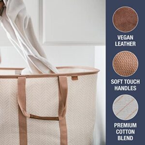 CleverMade Collapsible Laundry Basket, Premium Large Foldable Clothes Hamper, Laundry Tote Carry All Bin XL Pop-Up Caddy with Handles, 2 Pack, Mocha