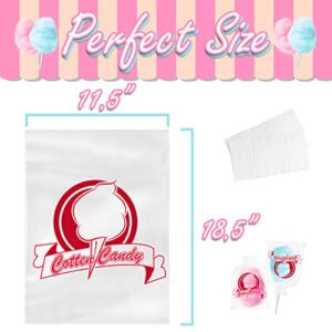 Cotton Candy Bags, Cotton Candy Supplies, Cotton Candy Bags With Ties, 11 1/2" x 18 1/2" Printed, Clear .80 mil plastic, Paperboard Header, Easy Tear Off (300 Bags)