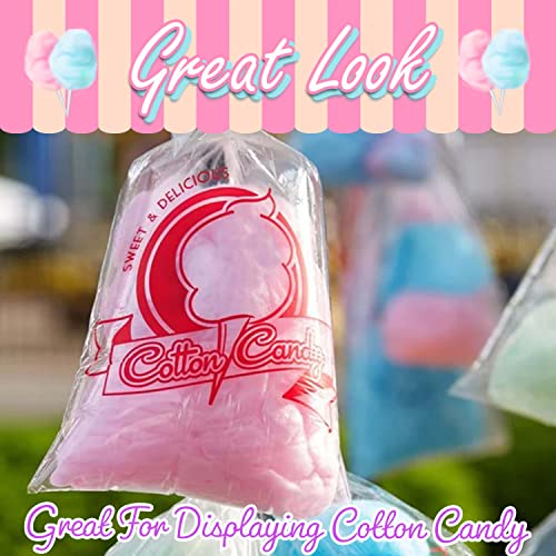 Cotton Candy Bags, Cotton Candy Supplies, Cotton Candy Bags With Ties, 11 1/2" x 18 1/2" Printed, Clear .80 mil plastic, Paperboard Header, Easy Tear Off (300 Bags)