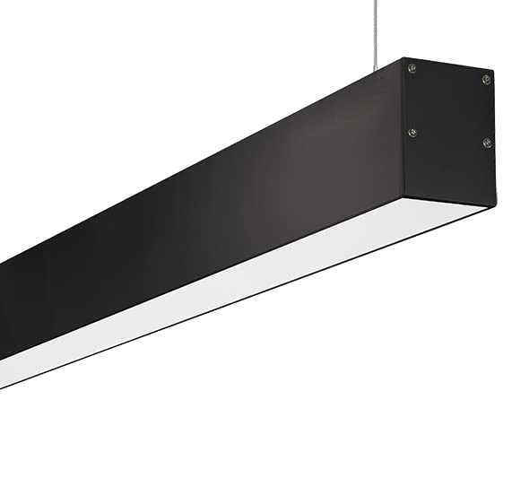 LB85215 4FT LED Linear Light, 3000K/3500K/4000K CCT Selectable, 40W 4600LM, ETL & UL Listed, Dimmable Architectural LED Suspended Lighting Fixture for Office, Matte Black, Pack of 4