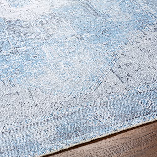 Artistic Weavers Suri Vintage Washable Area Rug, 2'7" x 18', Light Blue