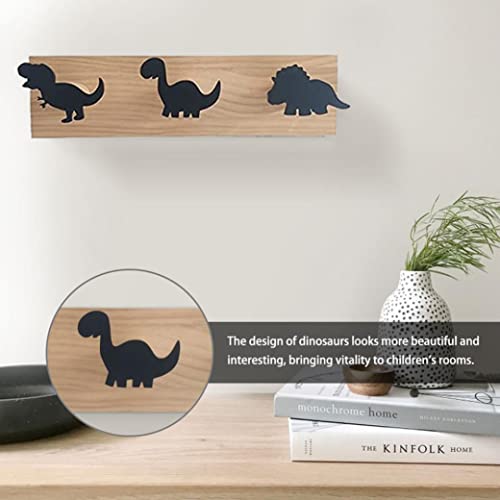 Gcroet Children's Dinosaur Wall Mounted Coat Hooks Wooden Door Coat Rack for Boys Bedroom Nursery Playroom Decoration Dinosaurs for Kids, Wall Mount Coat Hooks, Wooden Door Hangers, Playroom Decor