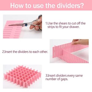 acDesign 40Pcs Grid Drawer Dividers, Adjustable Drawer Organizer for Socks, Underwear, Lingerie, Makeup, Bedroom Office Kitchen Storage (Pink)