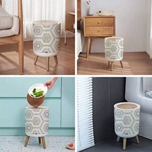 LGCZNWDFHTZ Small Trash Can with Lid for Bathroom Kitchen Office Diaper Seamless Ceramic Wall Tiles Design Decor Graphics Design Art Bedroom Garbage Trash Bin Dog Proof Waste Basket Cute Decorative