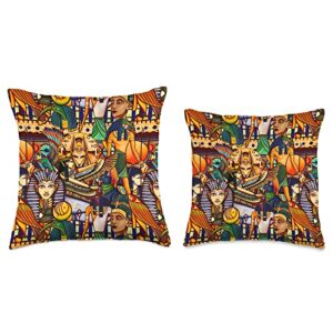 Sunfy Ancient Egypt Boho Anubis Egyptian Nefertiti Pharaoh Pattern Throw Pillow, 18x18, Multicolor