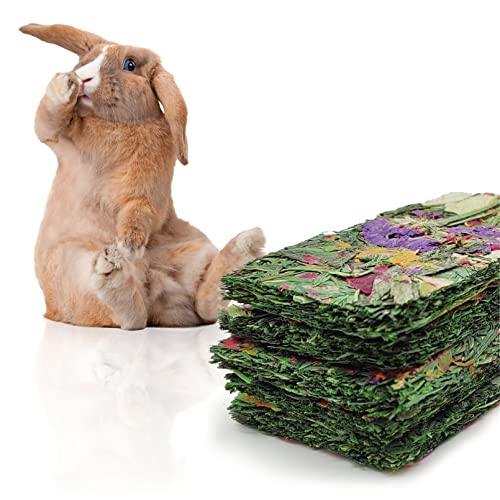 Hamiledyi Rabbit Chew Toys,15 Pcs Natural Timothy Hay Chips Chew Treats with Herbal Floral Scent for Rabbit Guinea Pig Hamster Chinchilla and More Small Animals