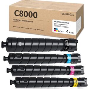 DOPHEN C8000 Toner 4 Pack 106R04037 106R04034 106R04035 106R04036 Toner Cartridge Set Replacement for Xerox Versalink C8000 Printer (BK/C/M/Y)