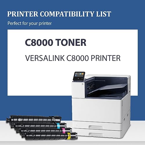 DOPHEN C8000 Toner 4 Pack 106R04037 106R04034 106R04035 106R04036 Toner Cartridge Set Replacement for Xerox Versalink C8000 Printer (BK/C/M/Y)